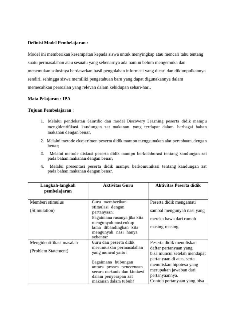 Definisi Model Pembelajaran | PDF