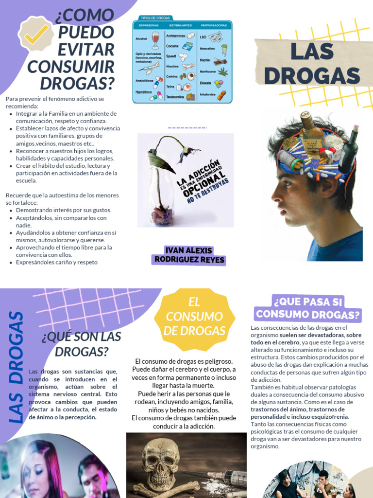 Tríptico LAS DROGAS | PDF | Drogas | La dependencia de sustancias