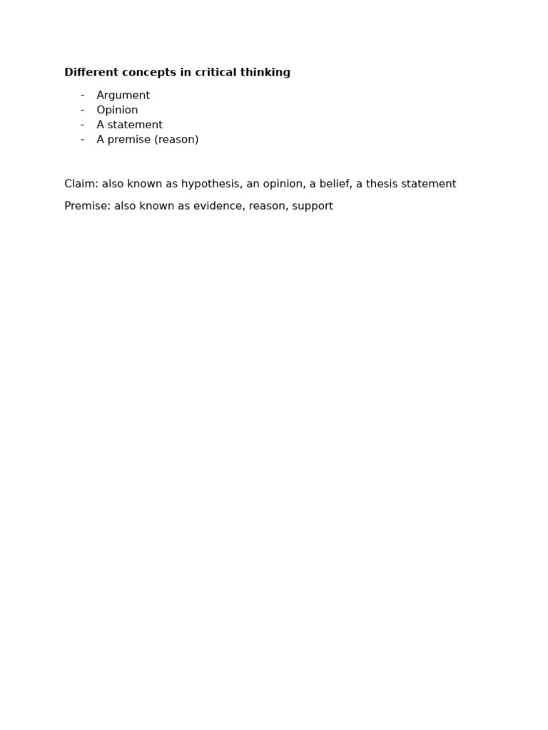 Critical Thinking Concepts Guide | PDF