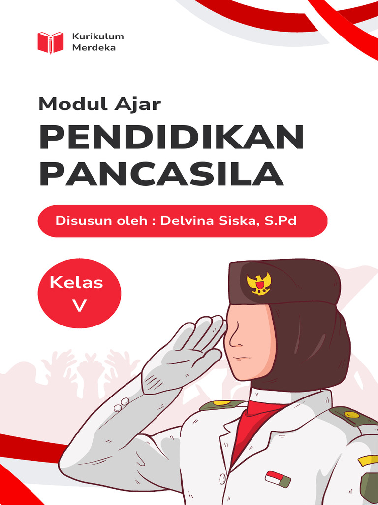 Modul Ajar Pendidikan Pancasila Sampul Buku Merah Putih Ilustratif | PDF