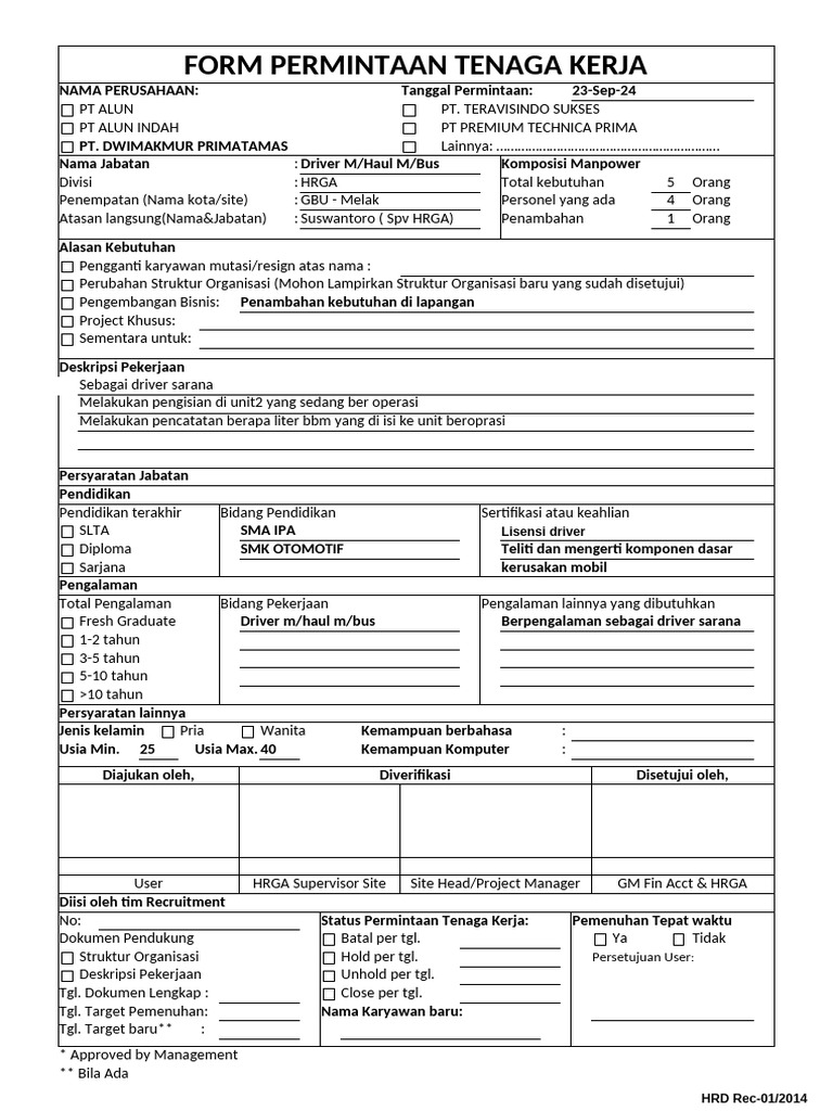 Manpower Requisition Form Template | PDF | Recruitment | Labor