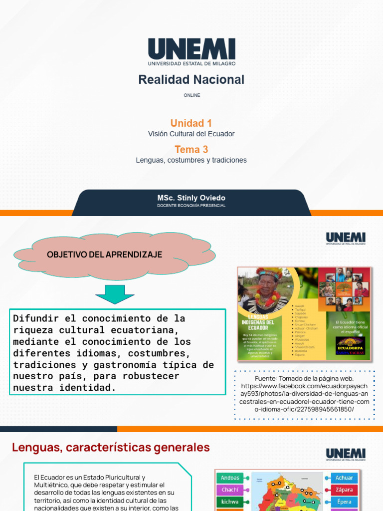 Realidad Nacional Unidad 1 tema 3.pptx | PDF | Ecuador | Cocina