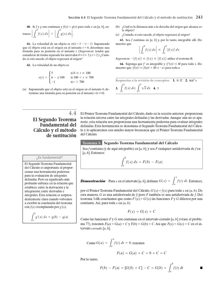 4. SEGUNDO TEOREMA FUNDAMENTAL DEL CALCULO | PDF | Integral | Conceptos matemáticos