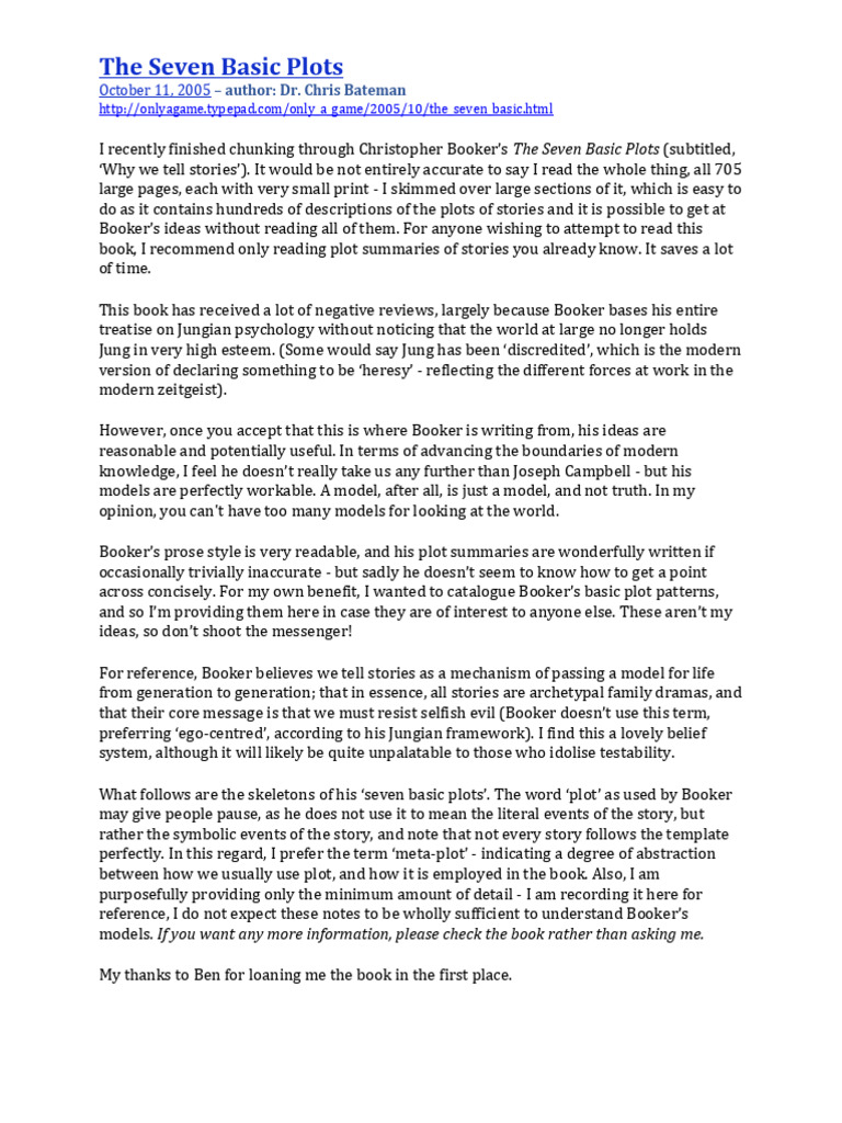 The Seven Basic Plots Summary | PDF | Analytical Psychology | Hero