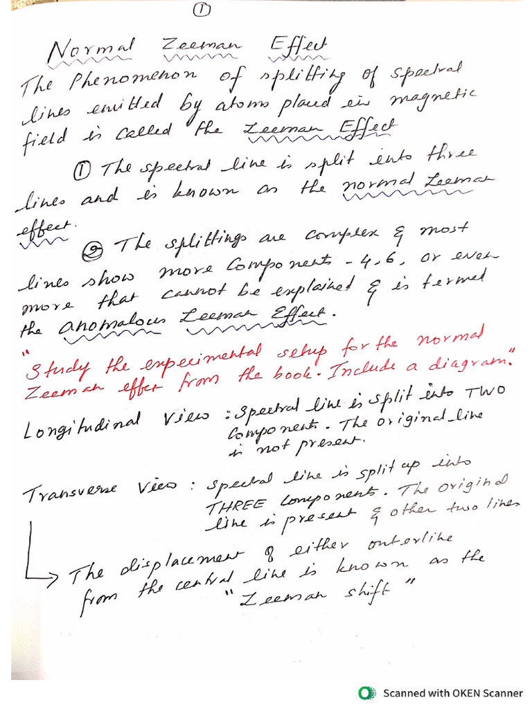 Normal Zeeman Effect | PDF