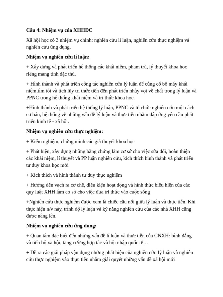Câu 4 nhiệm vụ xhhdc | PDF