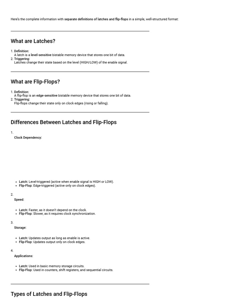 Latches vs. Flip-Flops Guide | PDF | Electronic Circuits | Computer Engineering