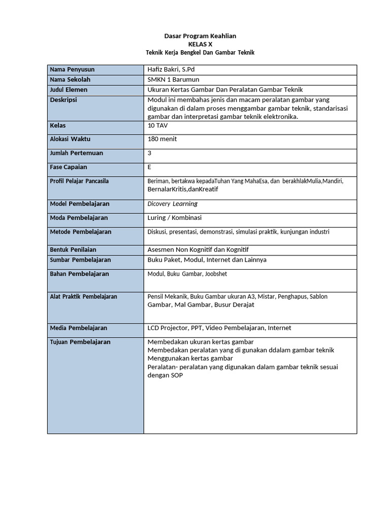 Modul Gambar Teknik Kelas X | PDF