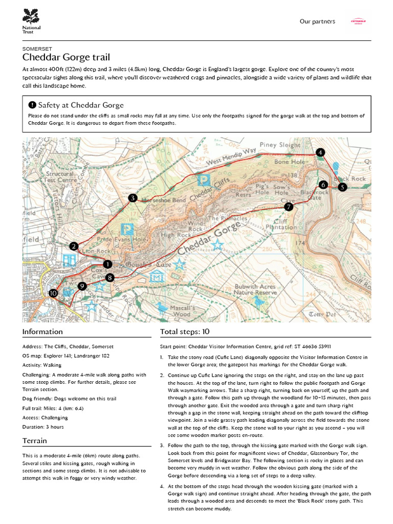 Cheddar Gorge Trail Walking | PDF | Trail
