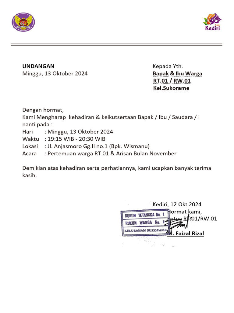 Undangan MASTER Oktober 2024 TT | PDF