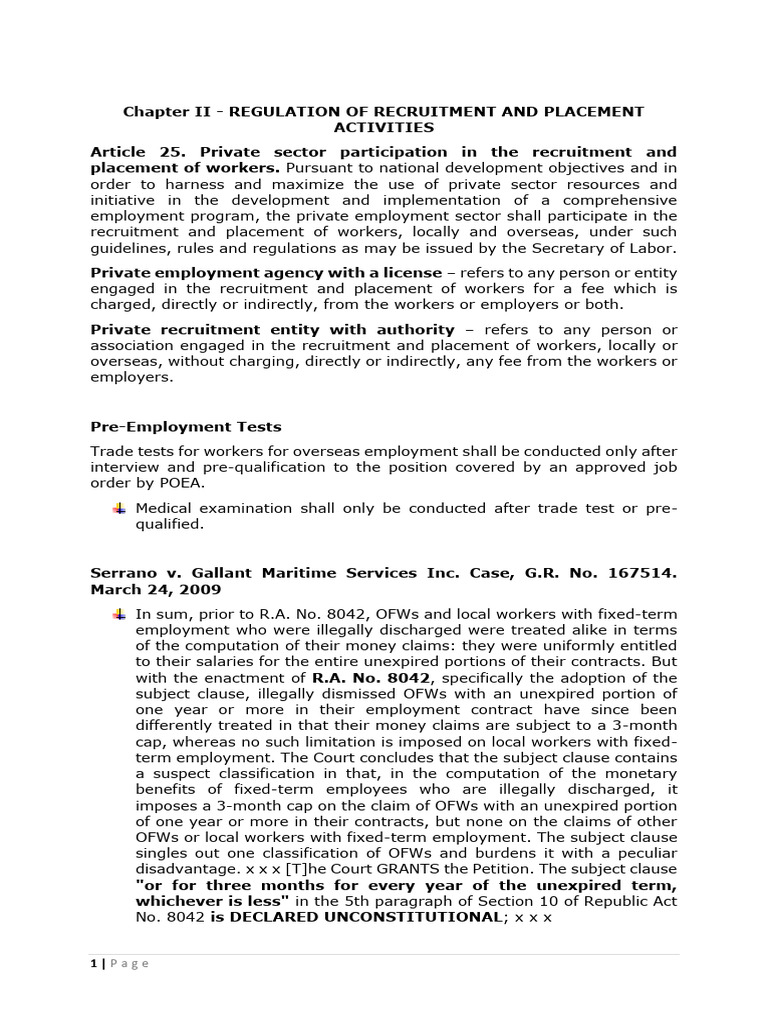 Recruitment and Placement Regulations Overview | PDF | Employment | Surety