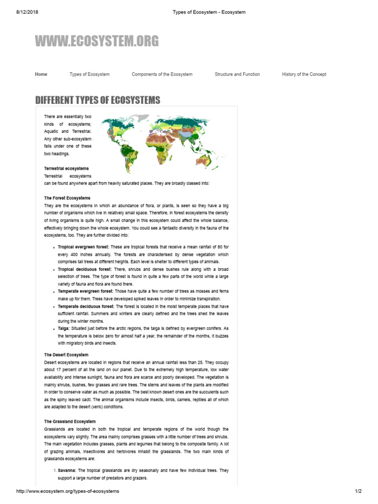 Overview of Ecosystem Types | PDF | Grassland | Aquatic Ecosystem