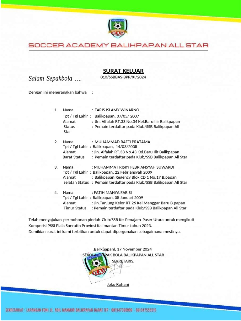 1.1 Format Surat Keluar Ray | PDF