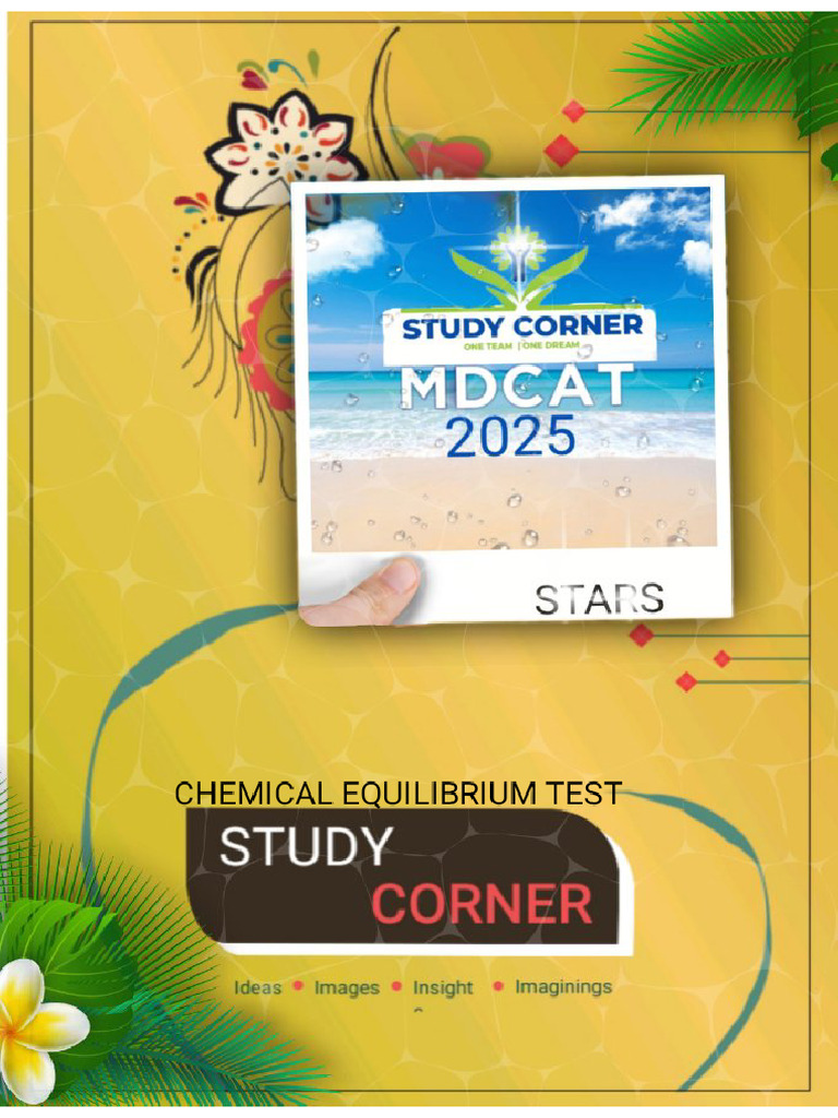 Chemical Equilibrium Test With Key by Study Corner Mdcat Team | PDF ...