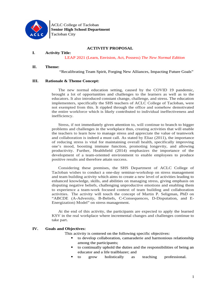 TEAM-BUILDING-PROPOSAL-AND-ITEMIZED-BUDGET-updated (1) | PDF | Team ...