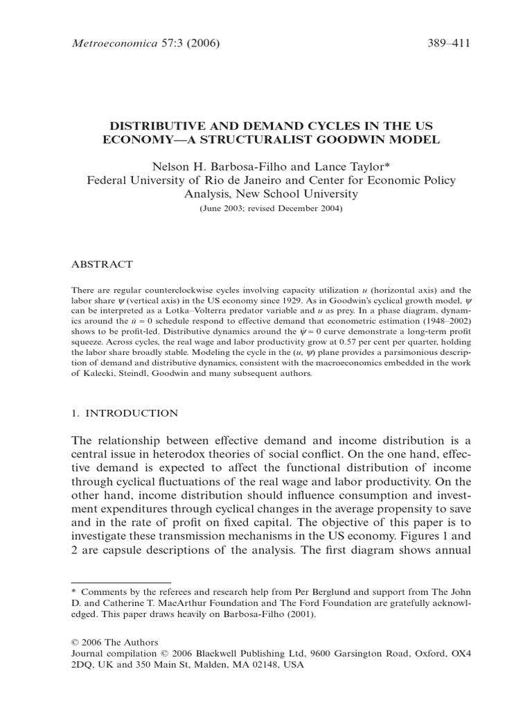 Barbosa‐Filho - DISTRIBUTIVE AND DEMAND CYCLES IN THE US ECONOMY A ...