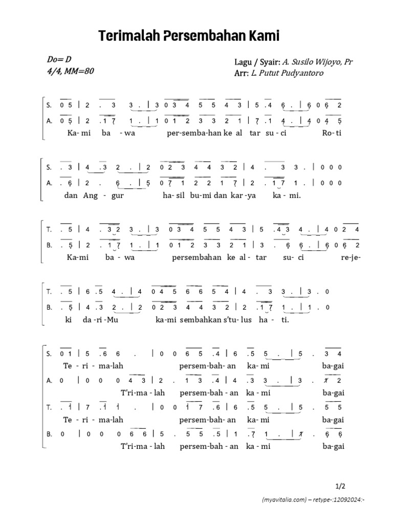 Lirik Lagu Terimalah Persembahan Kami | PDF