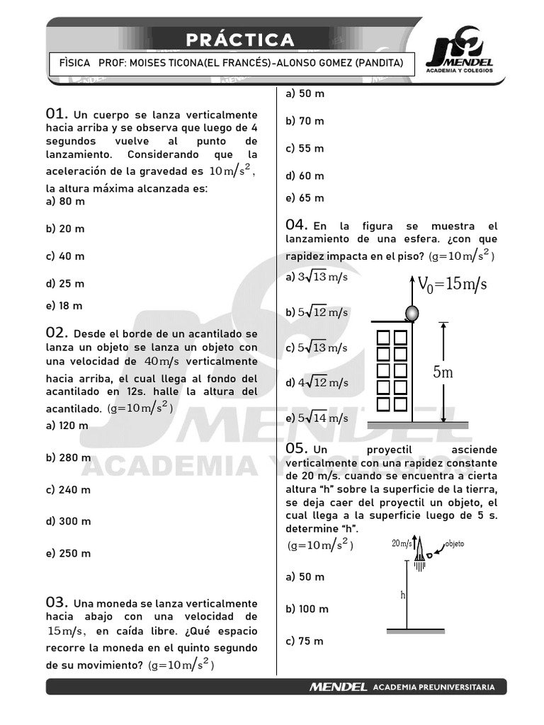 Practica de MVCL | PDF | Movimiento (física) | Mecanica clasica