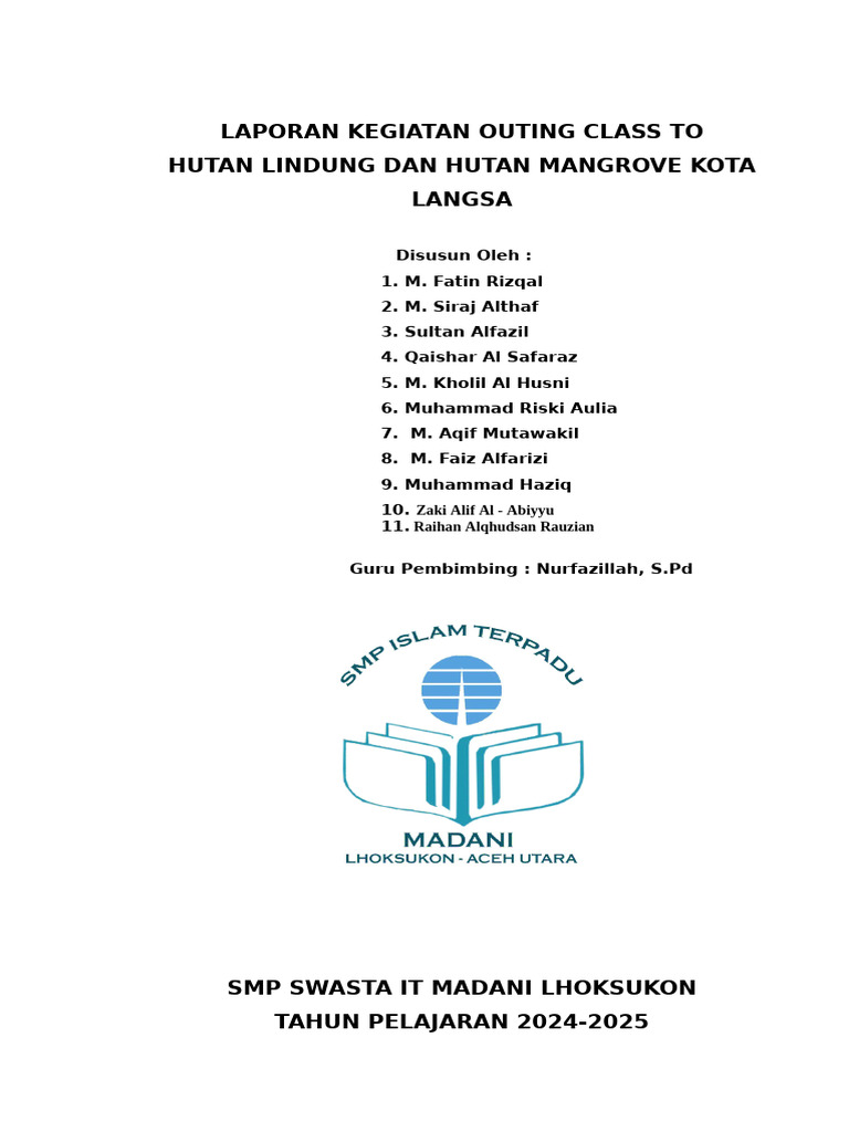 Laporan Outing Class SMP IT Madani | PDF