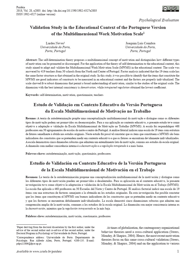 Validation of MWMS in Education Context | PDF | Motivation | Motivational