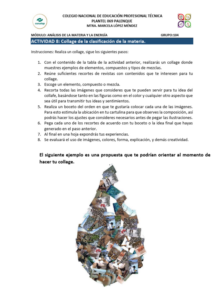 ACTIVIDAD 8 Elaboración de Un Collage de La Clasificación de La Materia ...