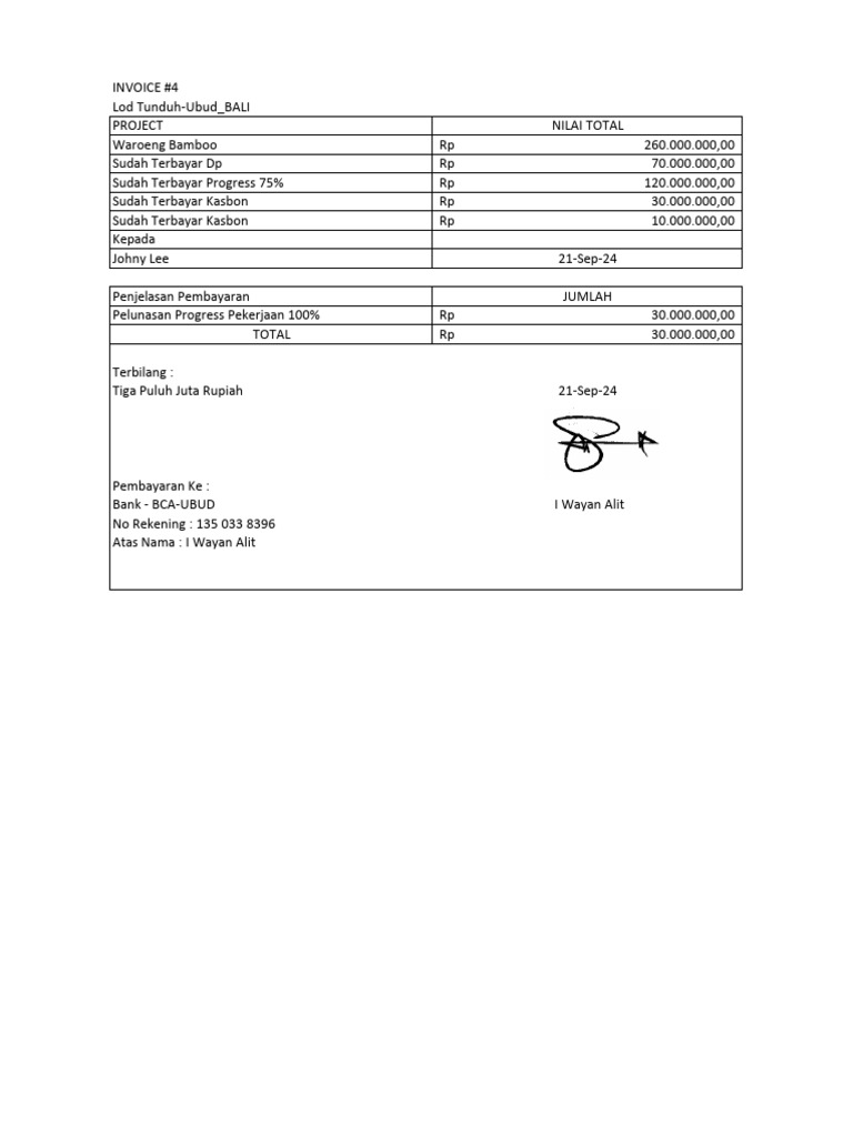 invoice warung bambu lod tunduh (1) | PDF
