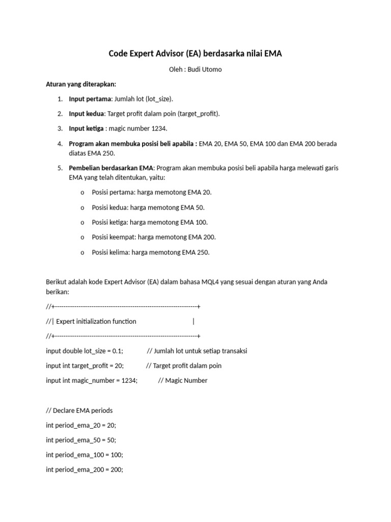 Code Expert Advisor (EA) berdasarkan EMA | PDF