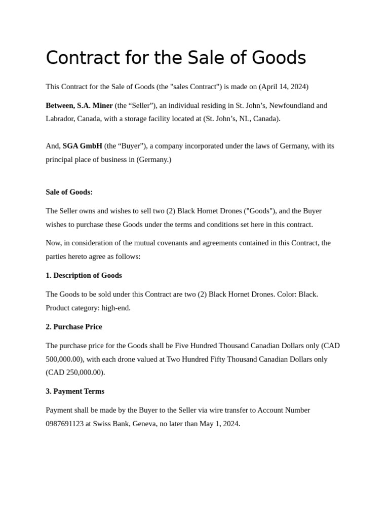 Contract For The Sale of Goods | PDF | Private Law | Business Law