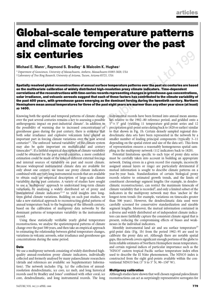 Mann Bradley & Hughes - Global-Scale Temperature Patterns and Climate ...