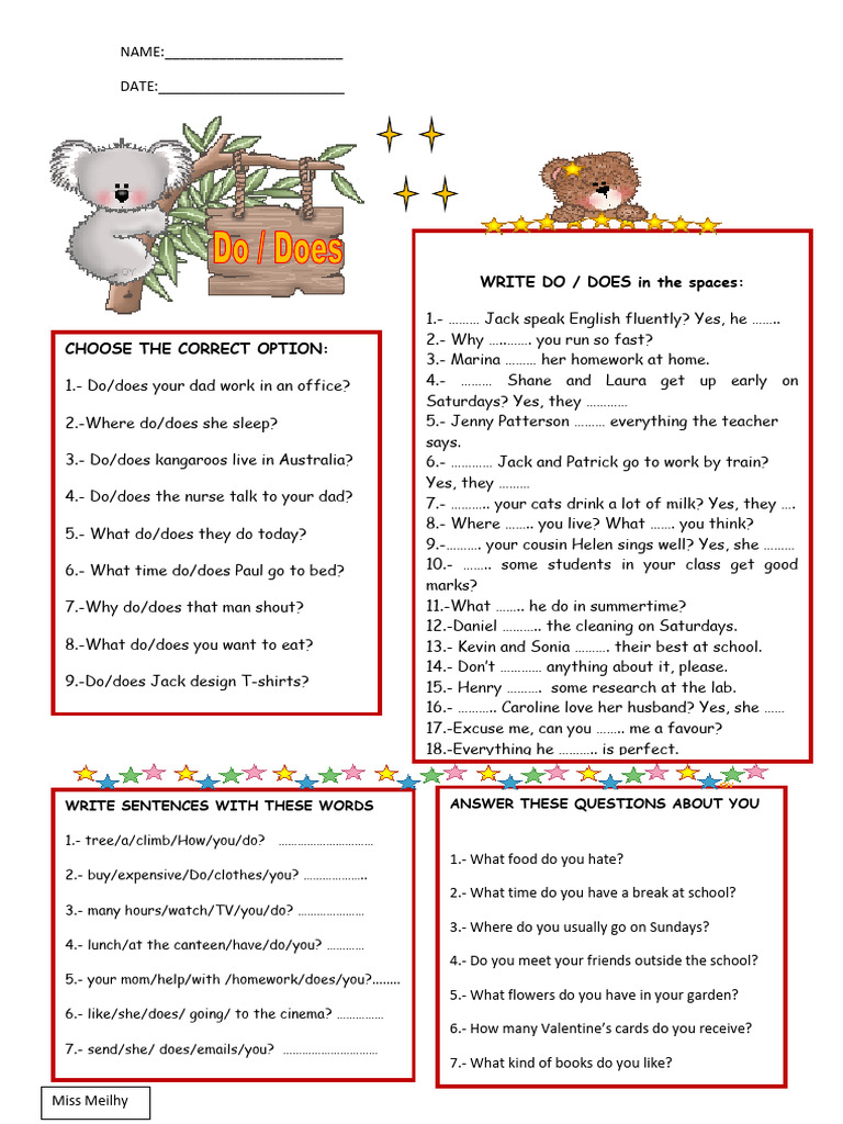 Do Does Auxiliar | PDF