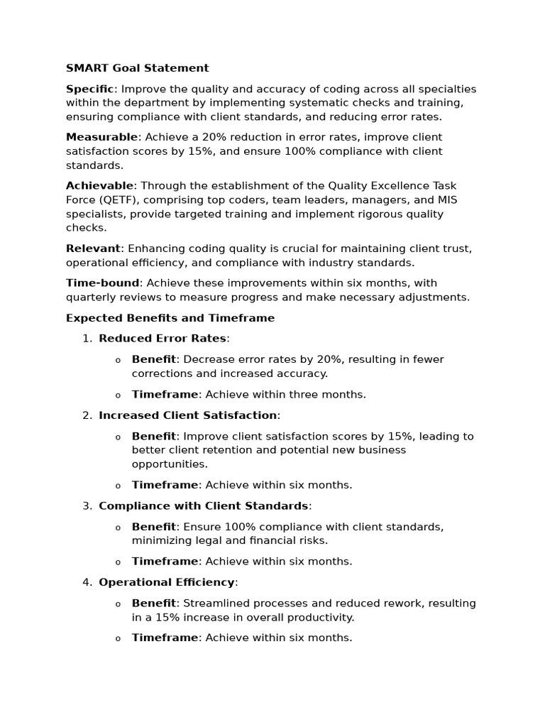 SMART Goal Statement | PDF