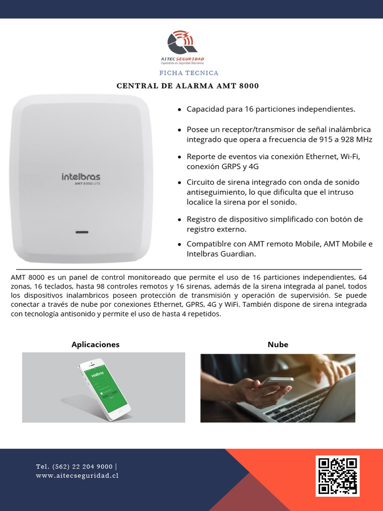 Ficha Tecnica - Alarma AMT 8000 - Intelbras | PDF