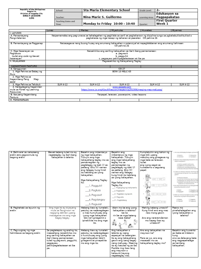 1st-Quarter-ESP-Week-1 | PDF