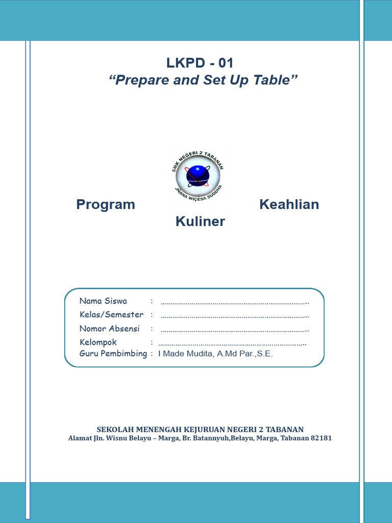 LKPD - 01 - Prepare and Set Table - 2023 | PDF