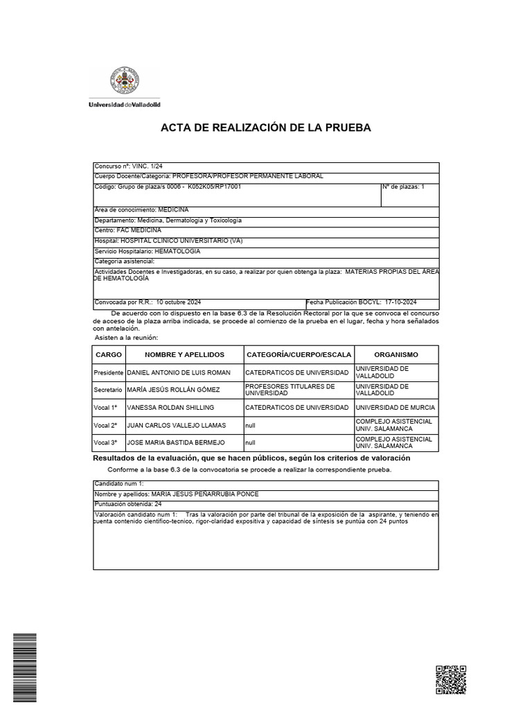 Acta de La Prueba | PDF