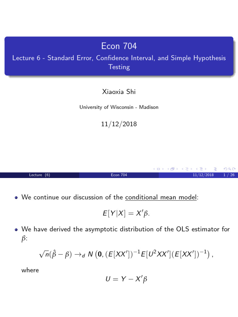 Lecture6 Standard Error Confidence Interval And Simple Hypothesis Testing Slides Annotated
