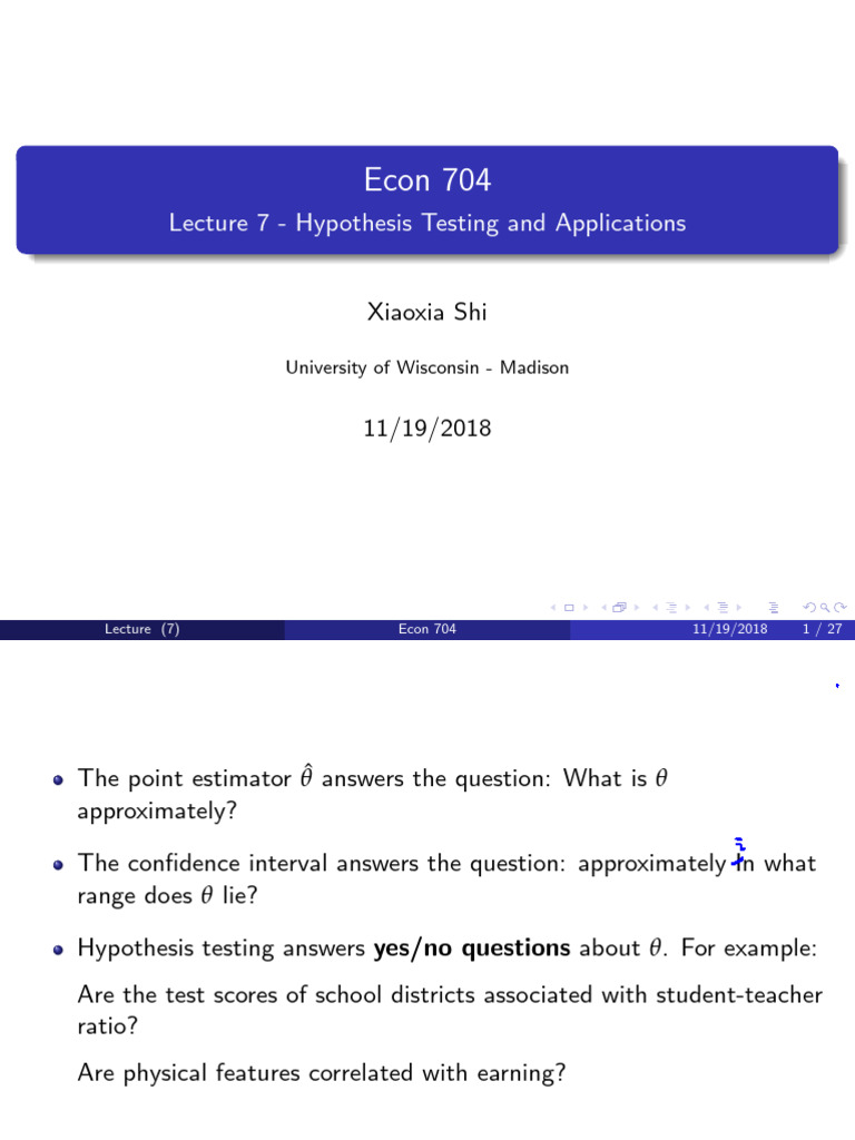 Lecture7 Hypothesis Testing And Applications Slides Annotated Pdf