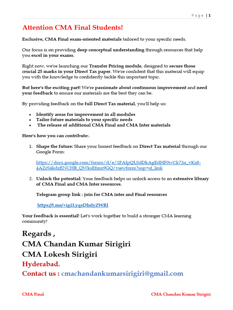 CMA Final Transferpricing 25 Marks-1 | PDF | Taxes | Interest