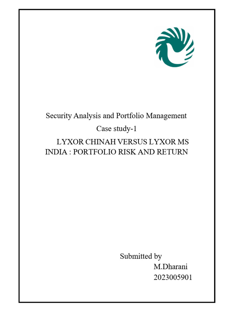 m.dharani Case Study1 | PDF | Capital Asset Pricing Model | Diversification (Finance)