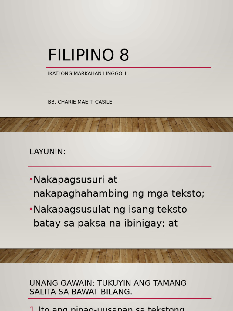 Filipino 8 Q3 Week 1 | PDF