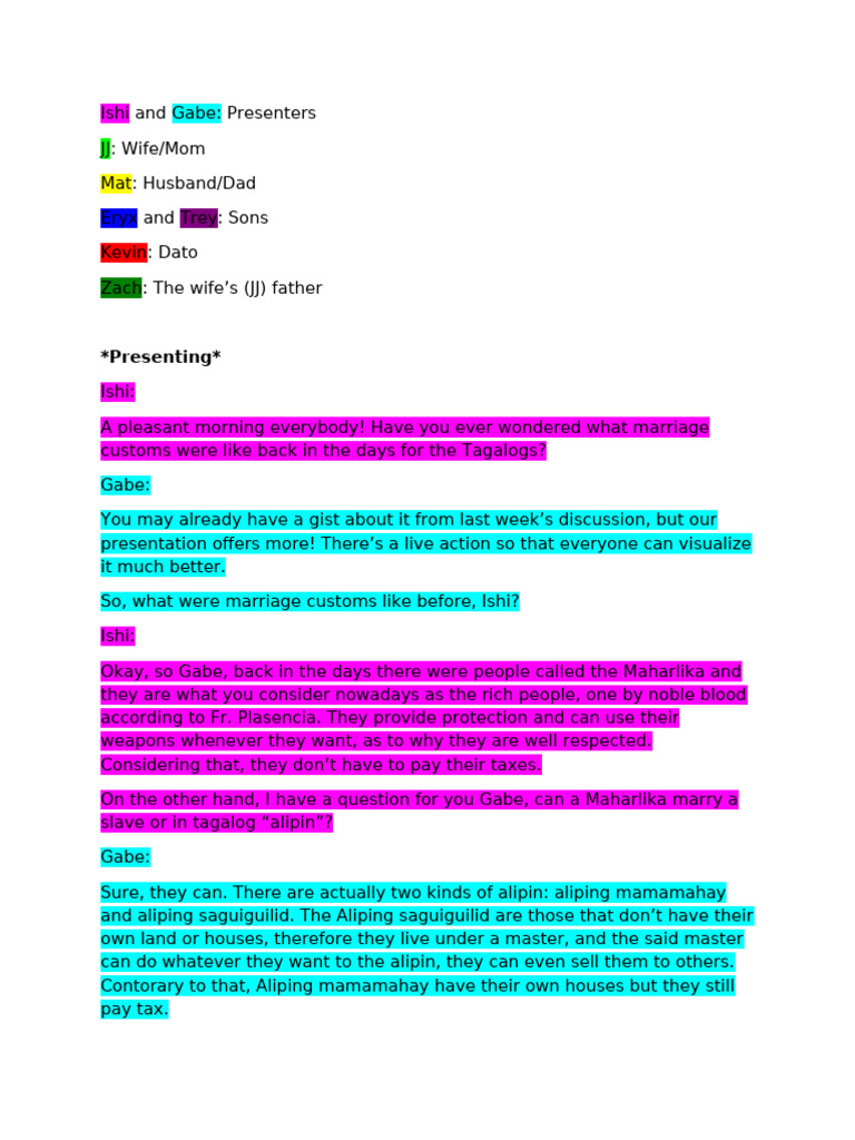 RPH Marriage Customs Script | PDF | Wife | Husband