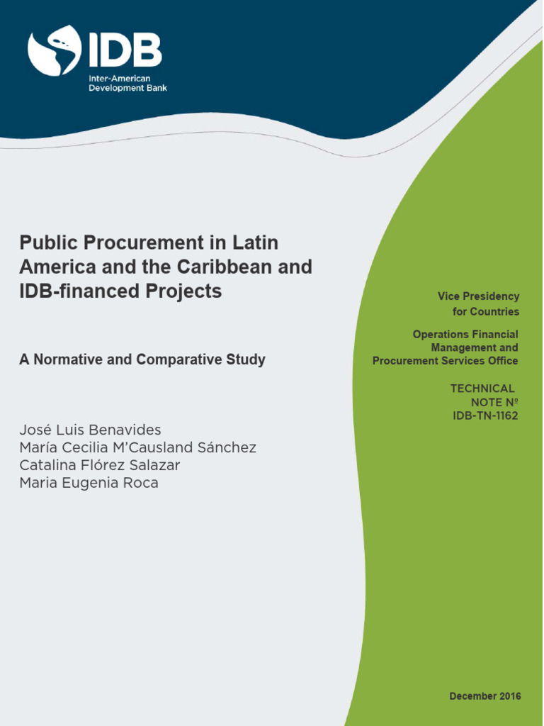 Public Procurement in Latin America and The Caribbean and IDB Financed Project A Normative and ...