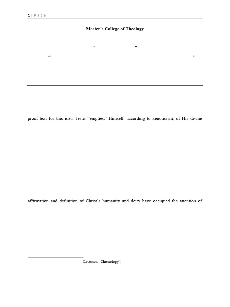 KENOTIC ASSIGNMENT pdf | PDF | Christology | Christian Mission
