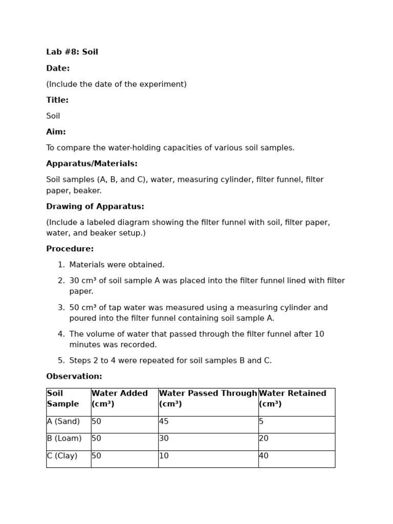 Lab8-soil | PDF | Soil | Loam