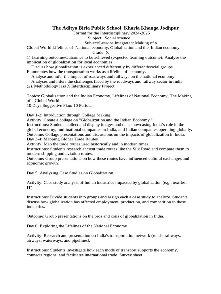 Format For The Interdisciplinary 2024 Pdf Globalization Rubric