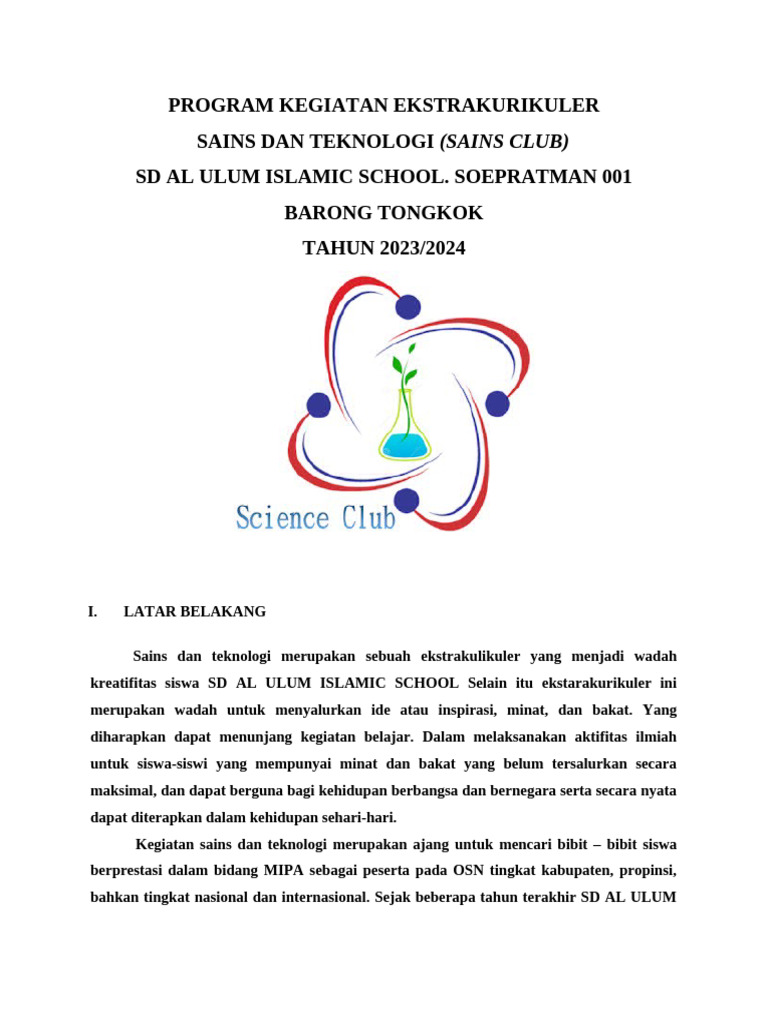 PROGRAM KEGIATAN EKSTRAKURIKULER | PDF