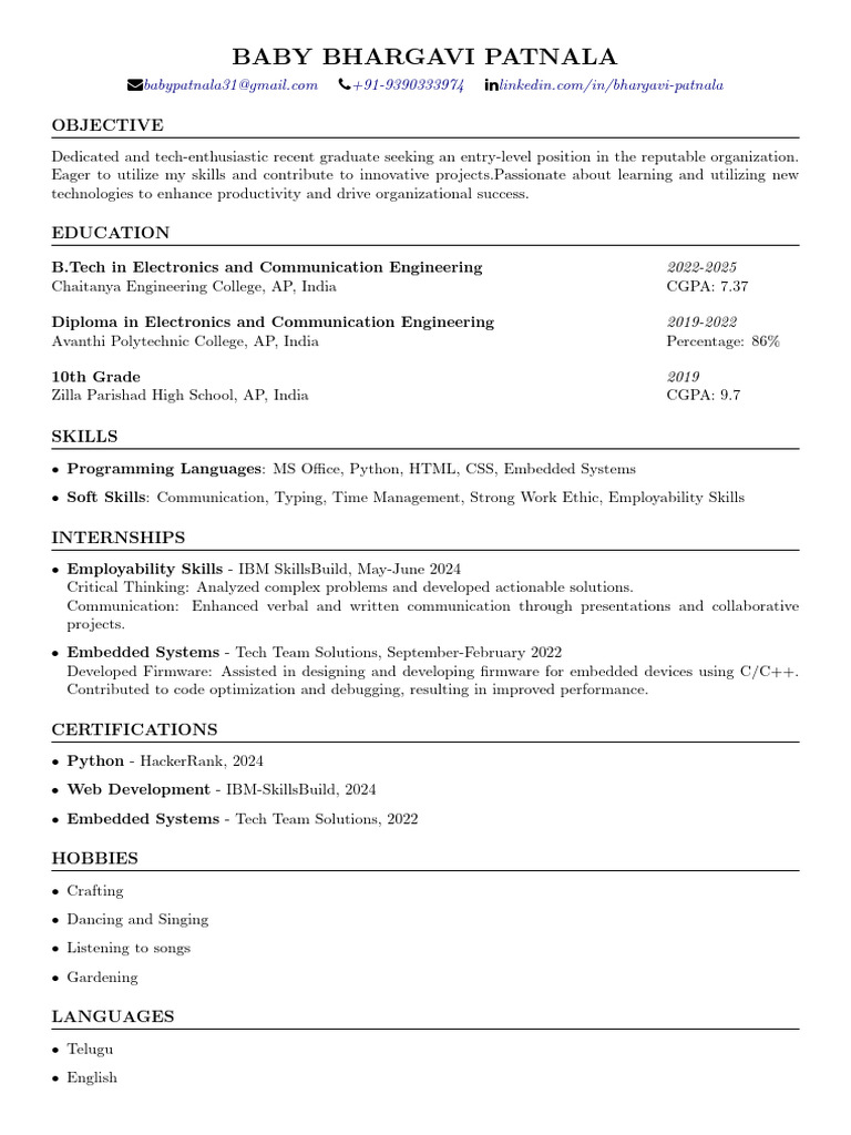 Bhargavi Resume | PDF