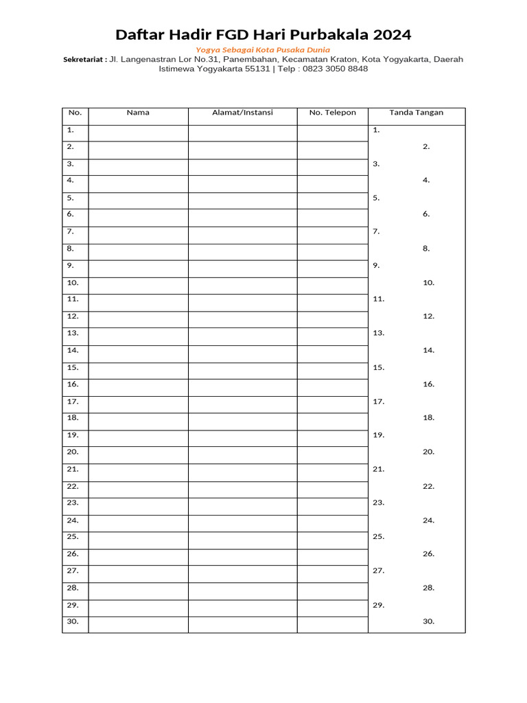 Daftar Hadir FGD | PDF
