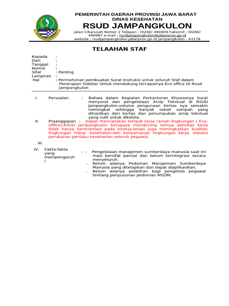 TELAAH STAF Contoh | PDF