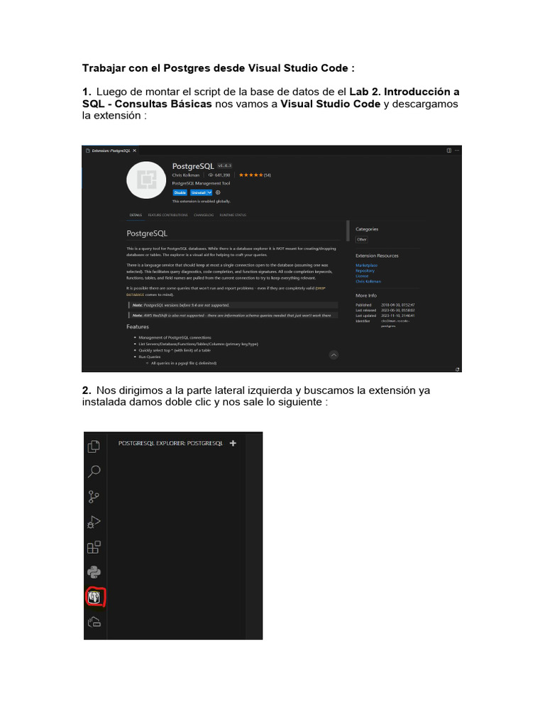 Conectar Postgres en VS Code fácilmente | PDF